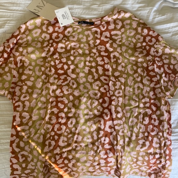 Zara | Tops | Nwt Pink Zara Leopard Print Shirt | Poshmark